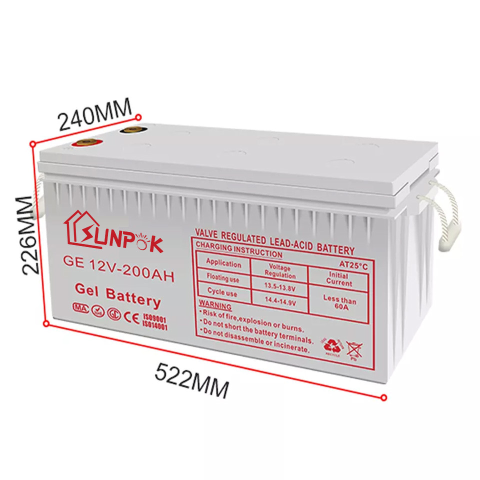 Sunpok 12V Deep Cycle Gel Battery Durability Solar Deep Cycle Gel Lead Acid Batteries 12v 200ah ...